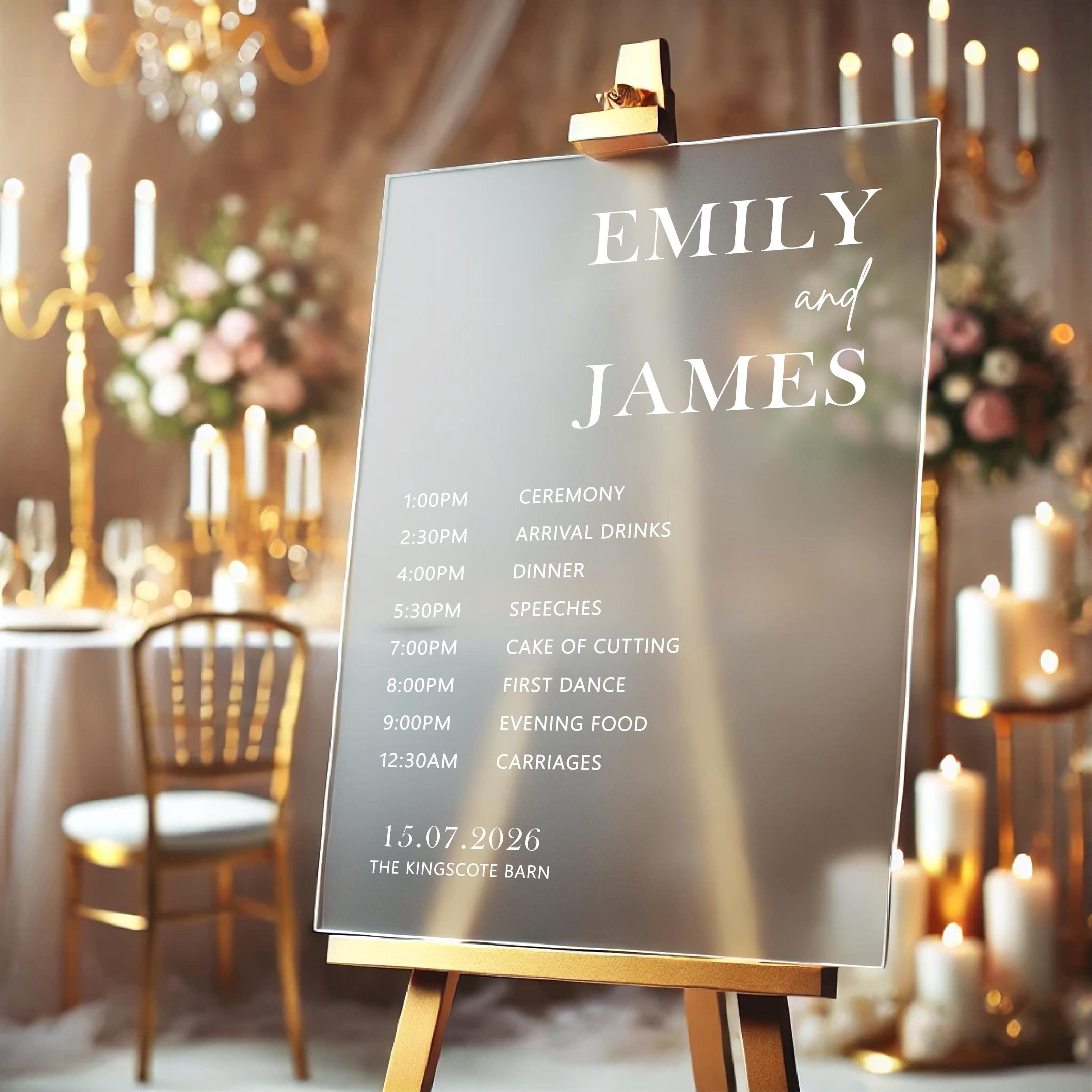 Order of the Day Wedding Decal. Timeline of Events Sign. Personalised ...