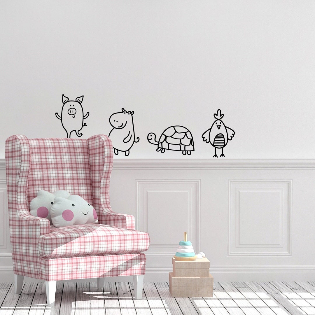 Cute Animal Decals for Newborn Nursery | Playful Wall Stickers for Kids ...