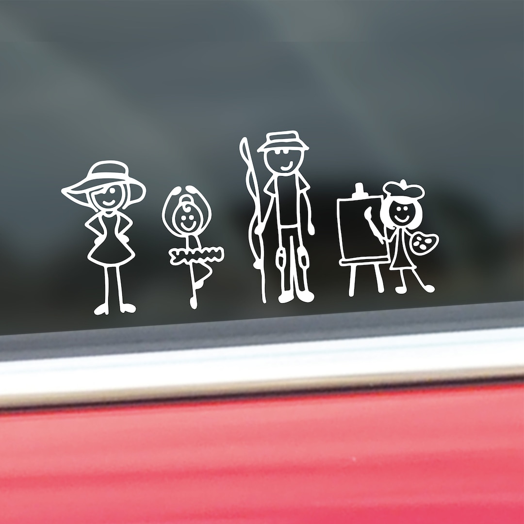 Stick Family Car Decals. Car Glass Stickers of Family Members. Bumper ...