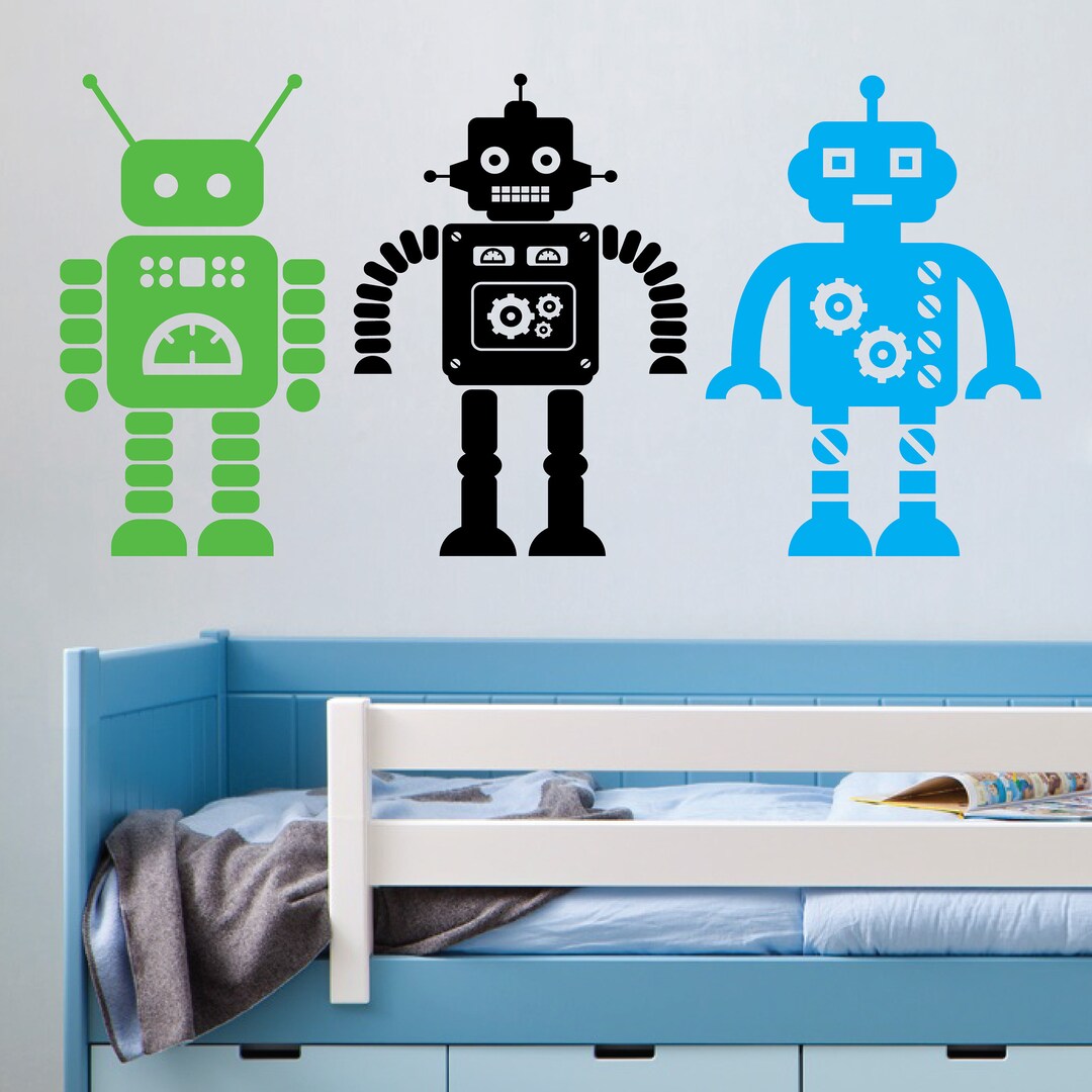 3 Robot Vinyl Decals // Robot Wall Decal Stickers // Kids - Etsy UK
