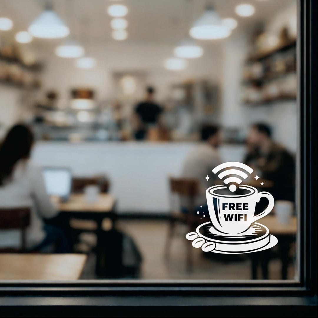 Free Wi-fi Coffee Shop Window Decal | Café Vinyl Sticker - Etsy