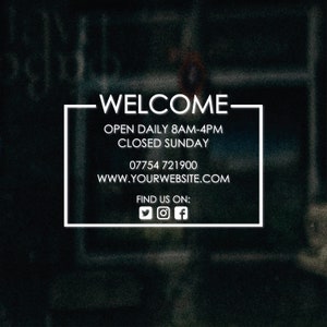 Business Opening Hours Window Decal: Custom Café, Salon, Gym, Barbers ...