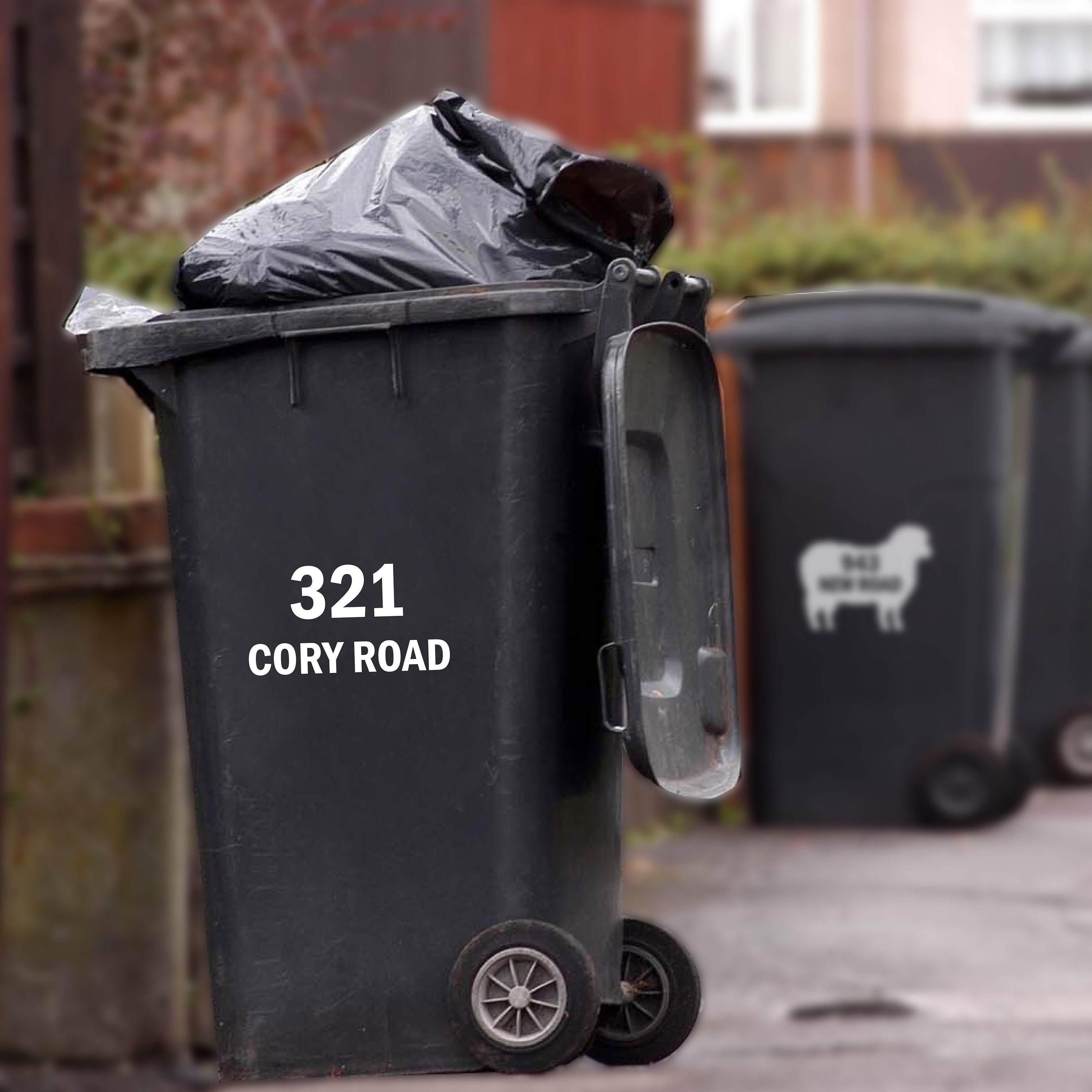 2 Wheelie Bin House Number Decals. House Number Sticker. Bin - Etsy