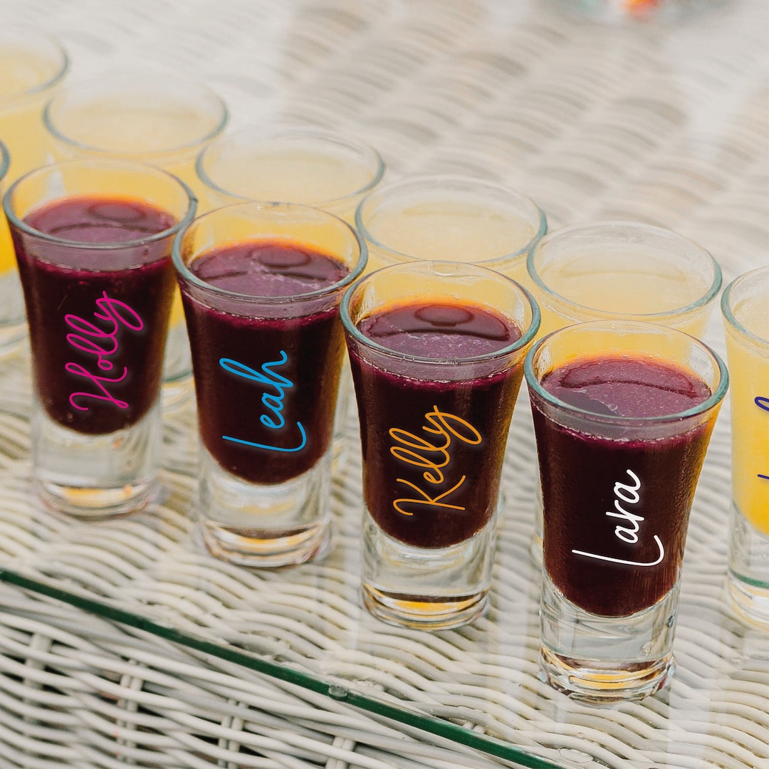 Custom Shot Glass Wording - Glassware Vinyl Decals - Bridesmaid Glasses ...