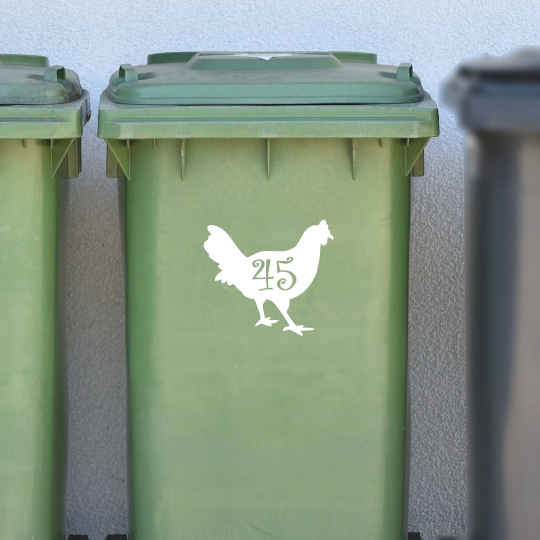 2 Chicken Wheelie Bin Decals. House Number Sticker. Street Name Decals ...