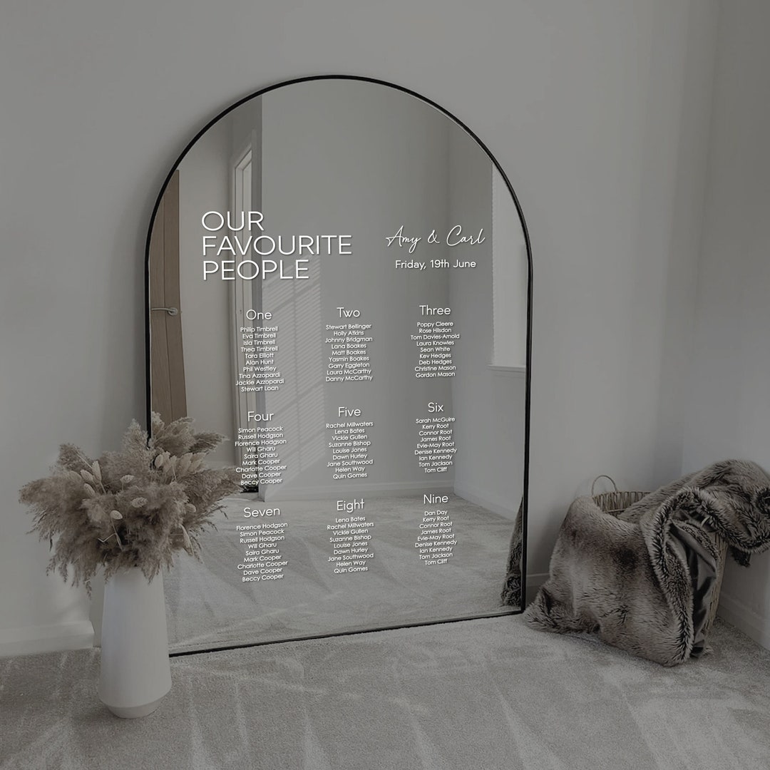Wedding Seating Plan Decal - DIY Mirror Table Chart - Our Favourite ...
