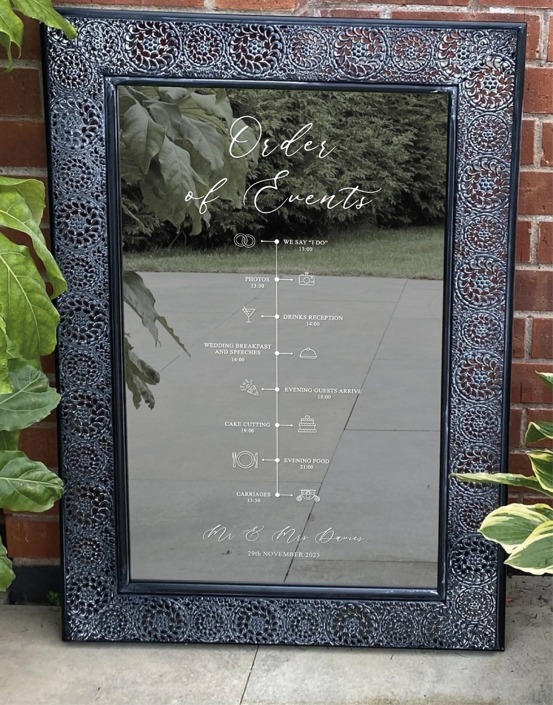 Order of the Day Wedding Decal. Timeline of the Day Sign. Mirror ...