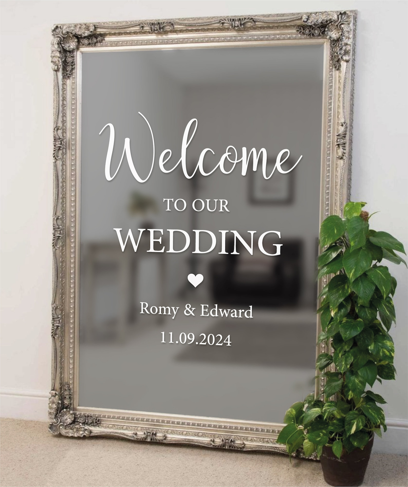 Welcome Sign Vinyl for Weddings - Personalised With Names & Date ...
