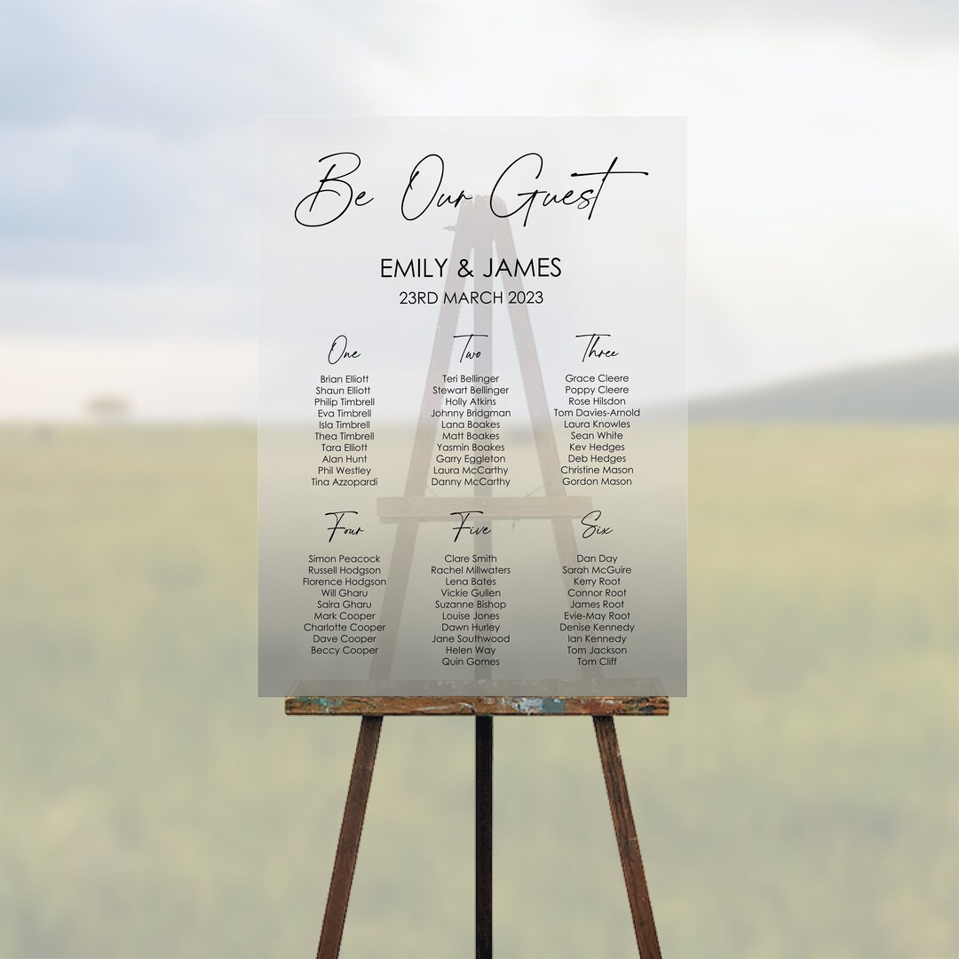 Custom Wedding Seating Plan Vinyl Decal. DIY Seating Chart Transfer ...