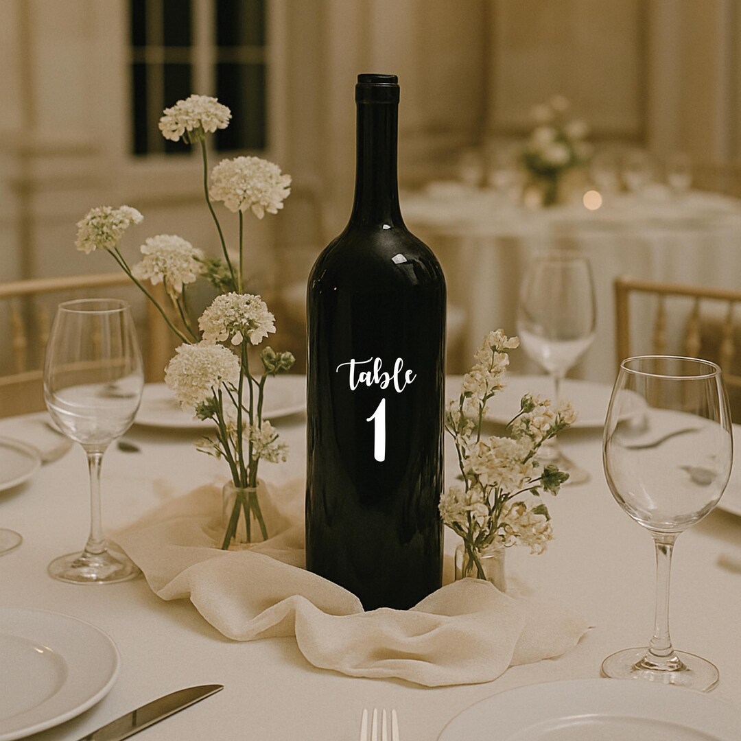 Table Number Decals. Bottle Table Numbers. Seating Plan Number. Wedding ...