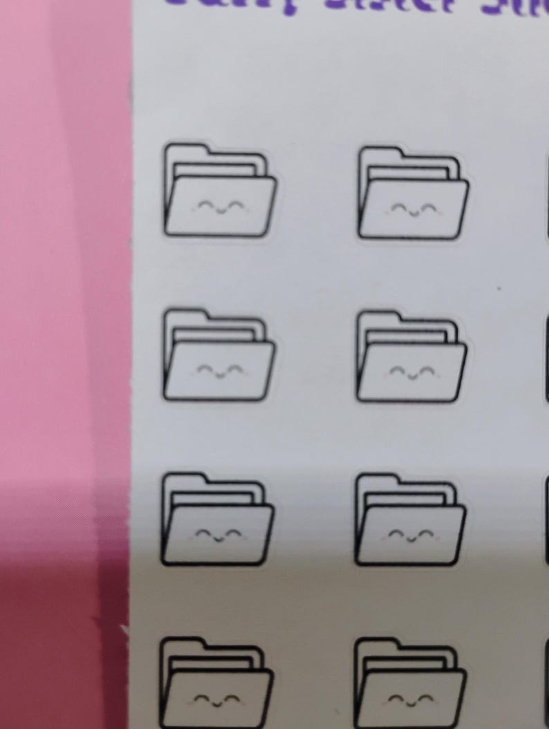 Kawaii Folder Icon Sticker Sheet – Smiling File Folders - Etsy