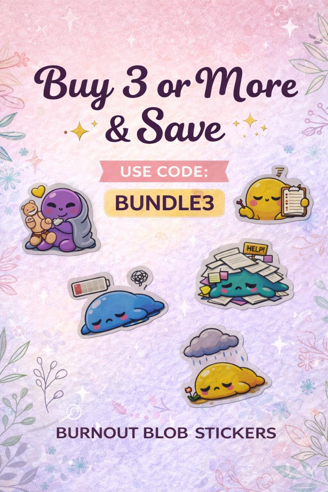 Burnout Blob Sticker Collections - Etsy