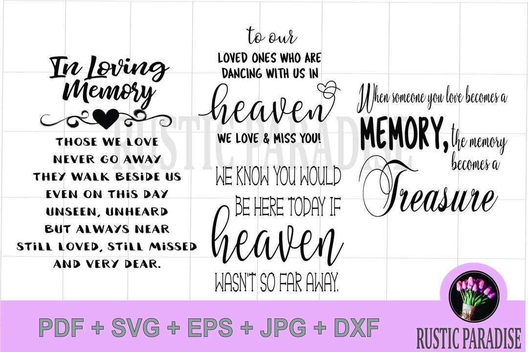 In Memory Wedding Ceremony Sign Svg, Honoring a Loved One, Heaven Sign ...