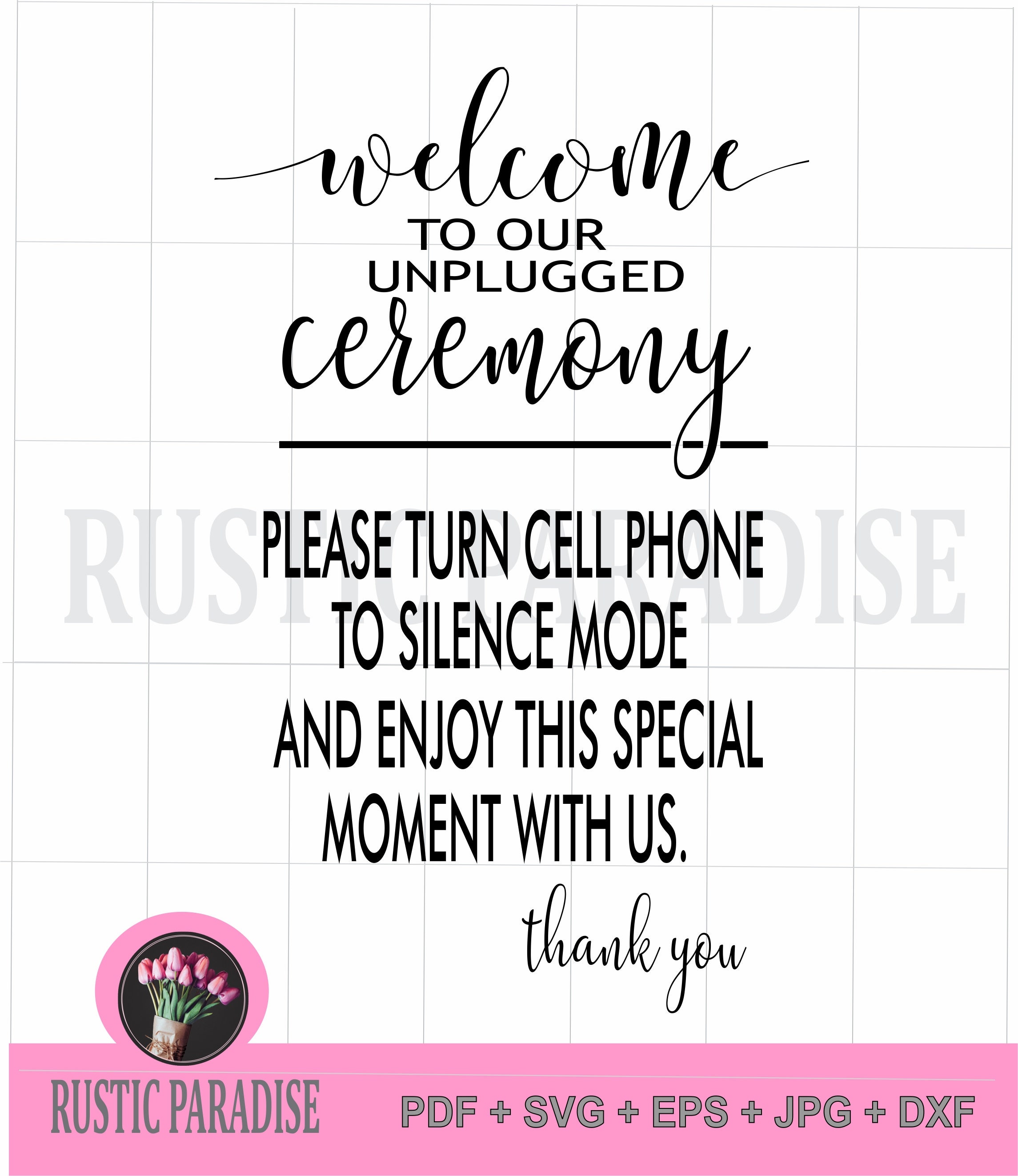 Unplugged Ceremony Wedding Sign Svg, Welcome to Our Wedding Sign ...