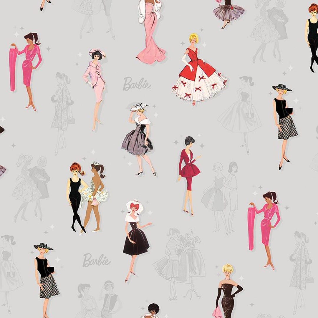 Pre-order** Barbie™ Vintage Fabric by the Yard-gray Main Colorway - Etsy