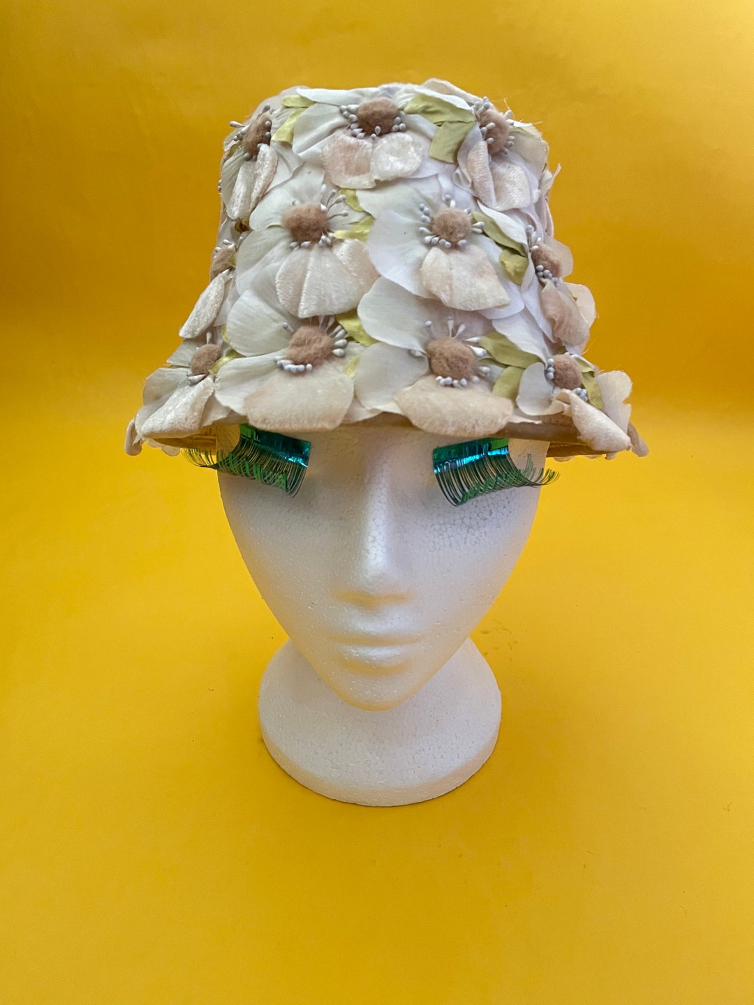 1960s Floral Lace Bucket Hat: Vintage Velvet Daisy Festival Hat - Etsy