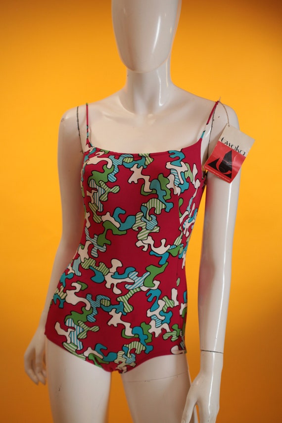 1960s Abstract Print Swimsuit: Vintage 'Tweka' One Pi… - Gem