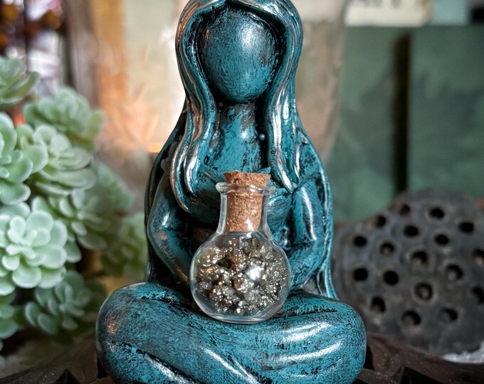 Small Goddess Statue With Pyrite Crystals | Altar Decoration ...