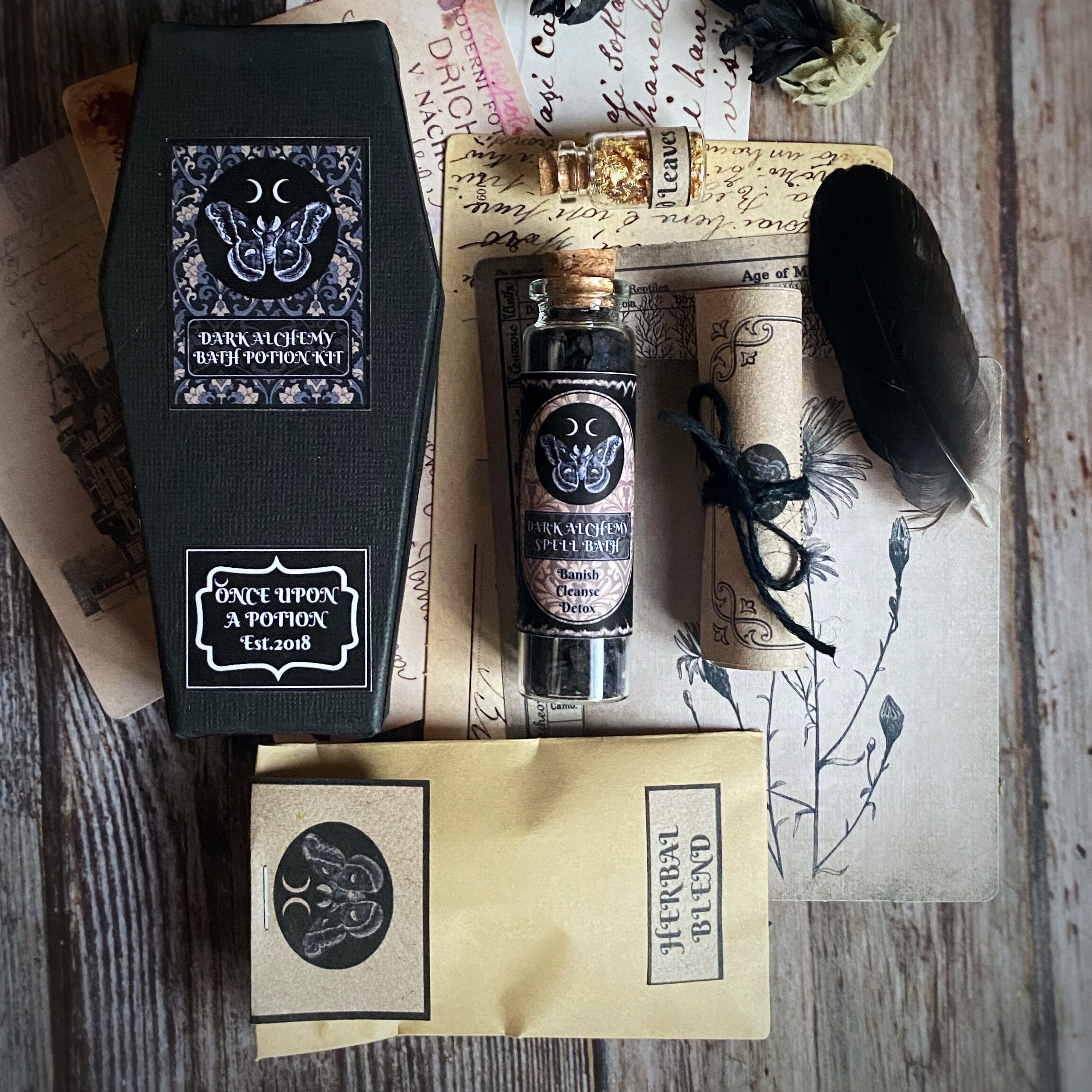 Dark Alchemy Bath Potion Kit DIY Bath Set Coffin Box Gift | Etsy