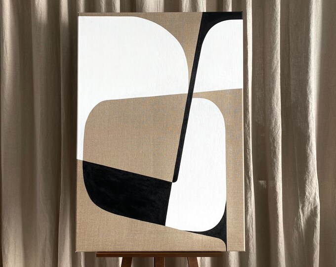 Large Abstract Painting | Raw Linen Canvas Wall Art - Etsy