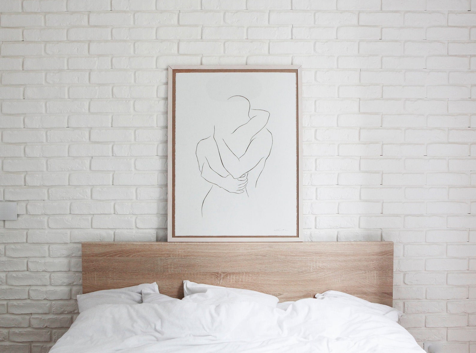 Hand-painted Illustration Linear Couple Drawing on Natural - Etsy