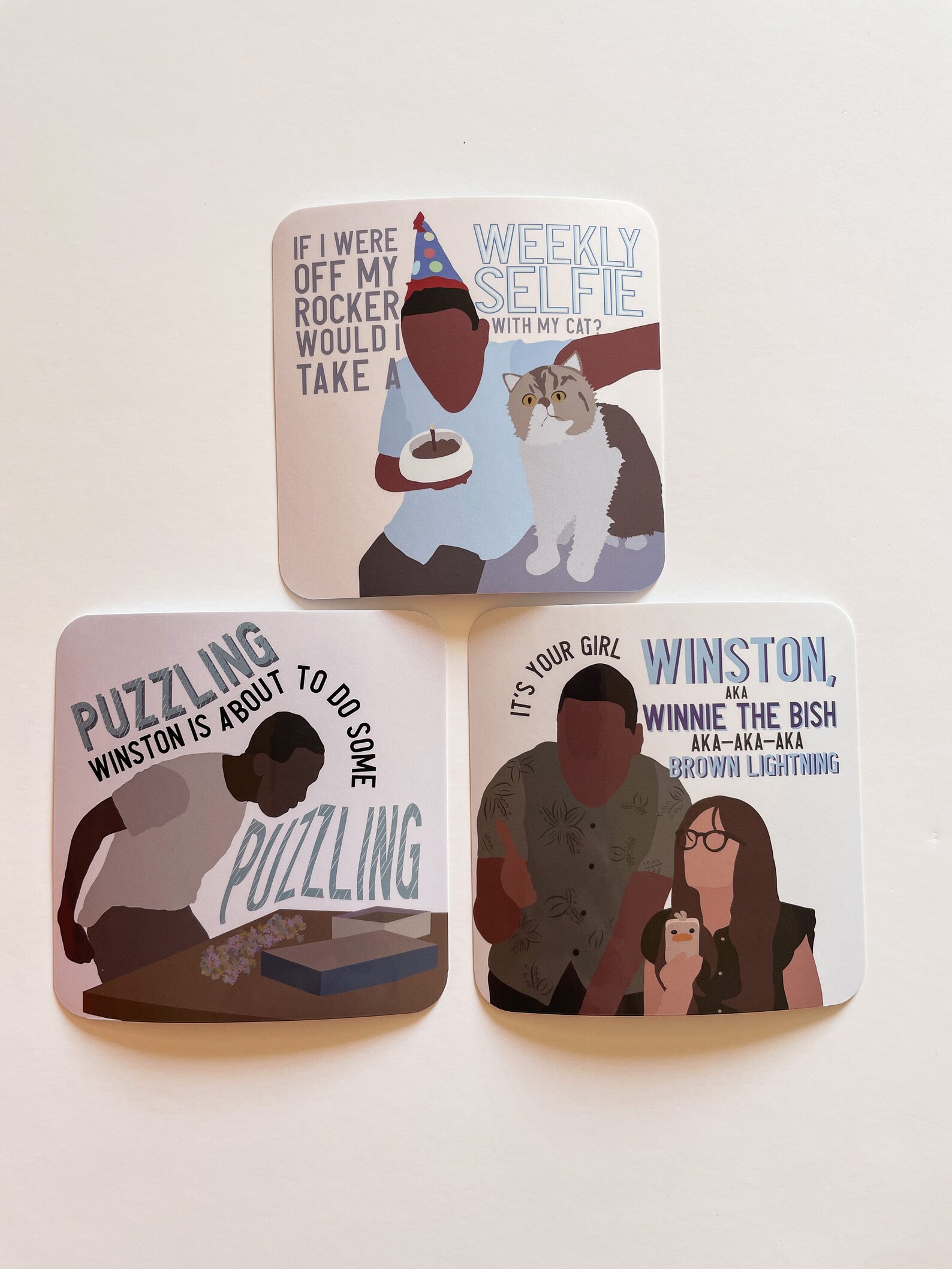 New Girl Sticker Pack Winston Quotes (3x3 Glossy) Plus a FREE Exclusive ...