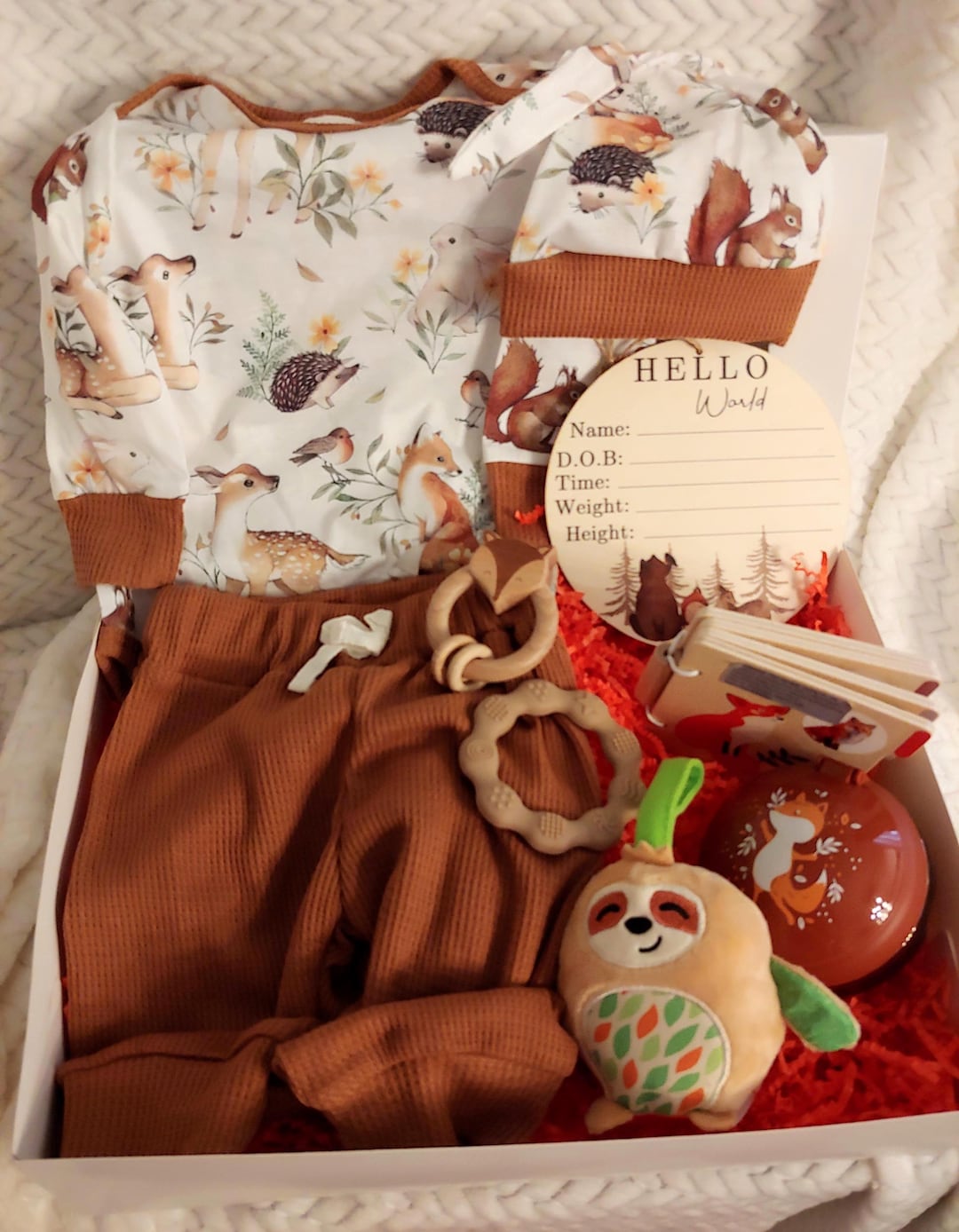 New Welcome Baby Gift Box, Forest Woodland Themed Baby Gift Box, Baby ...