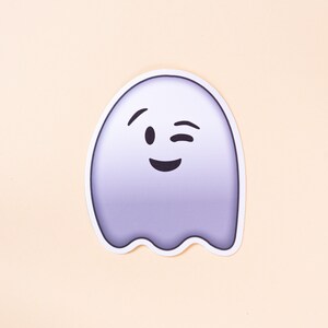 Ghost Wink Emoji Vinyl Sticker / Emoji Stickers, Creepy Cute Sticker ...