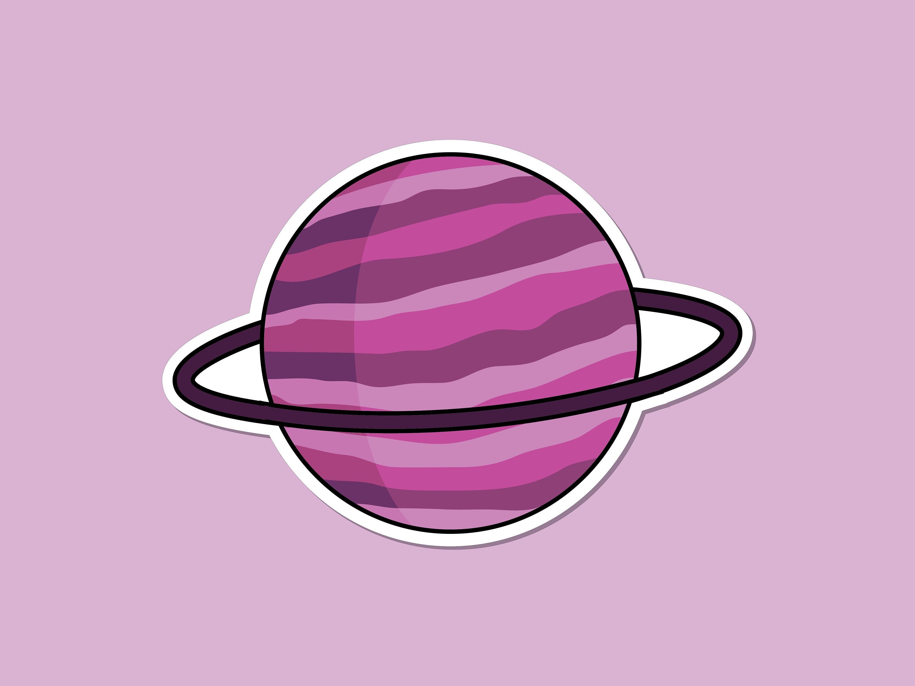 Purple planet vinyl sticker / space stickers space gifts - Etsy 日本