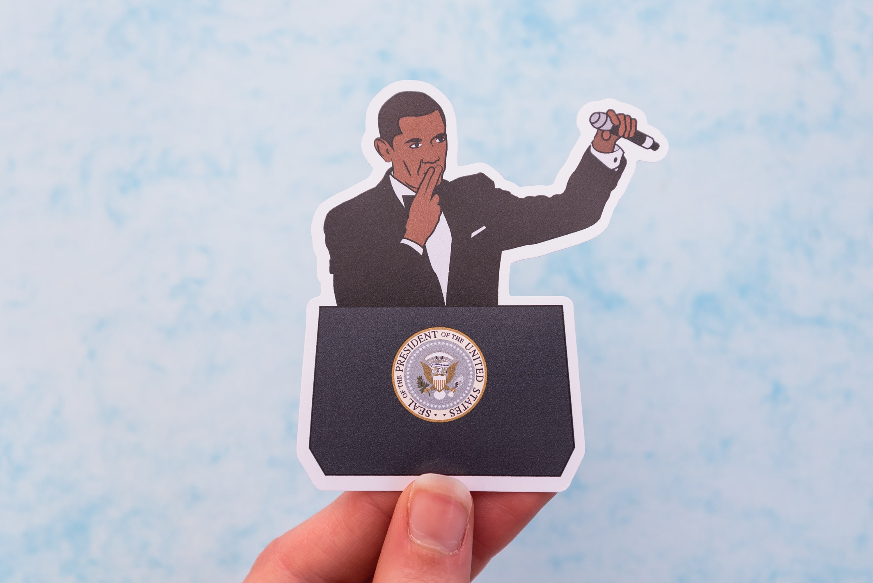 Obama mic drop meme vinyl sticker / obama art obama sticker | Etsy