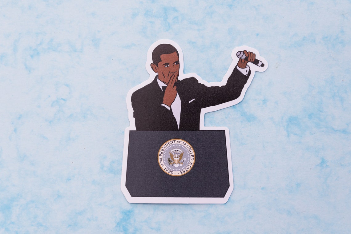 Obama Mic Drop Meme Vinyl Sticker / Obama Art Obama Sticker President ...