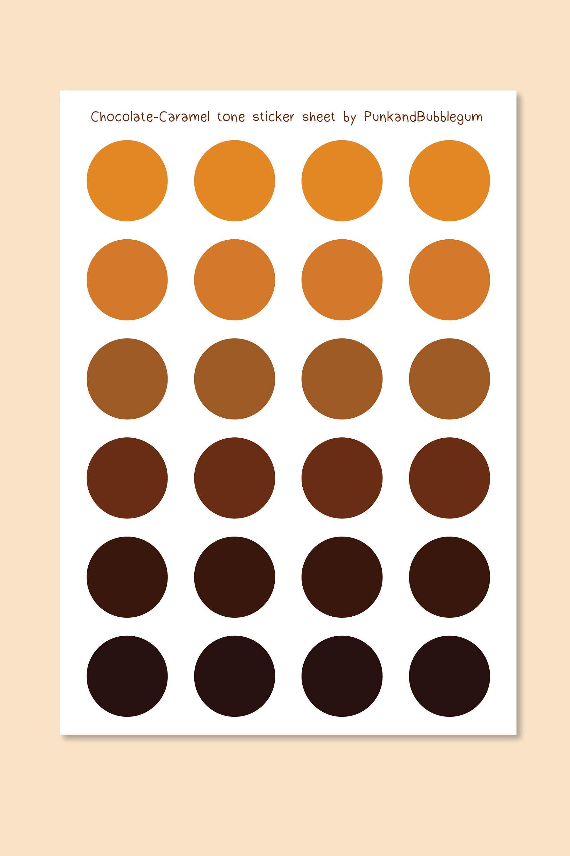Chocolate Caramel Colour Dot Sticker Sheet A6 / Circle - Etsy