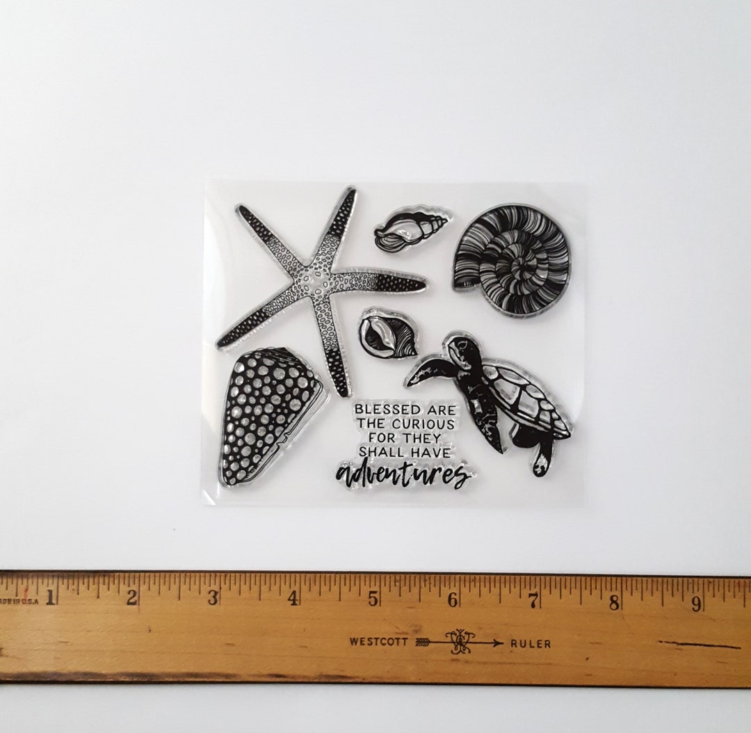Clear Beach Stamps / Sea Turtle and Shells Stamp Set - Etsy
