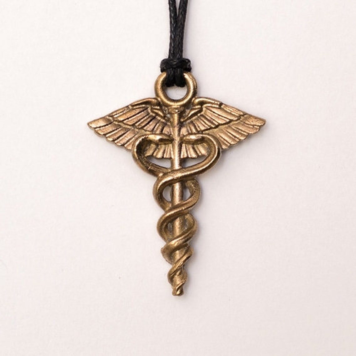 Sterling Silver Amulet Doctor Caduceus Asclepi Snake Pendant Caduceus ...