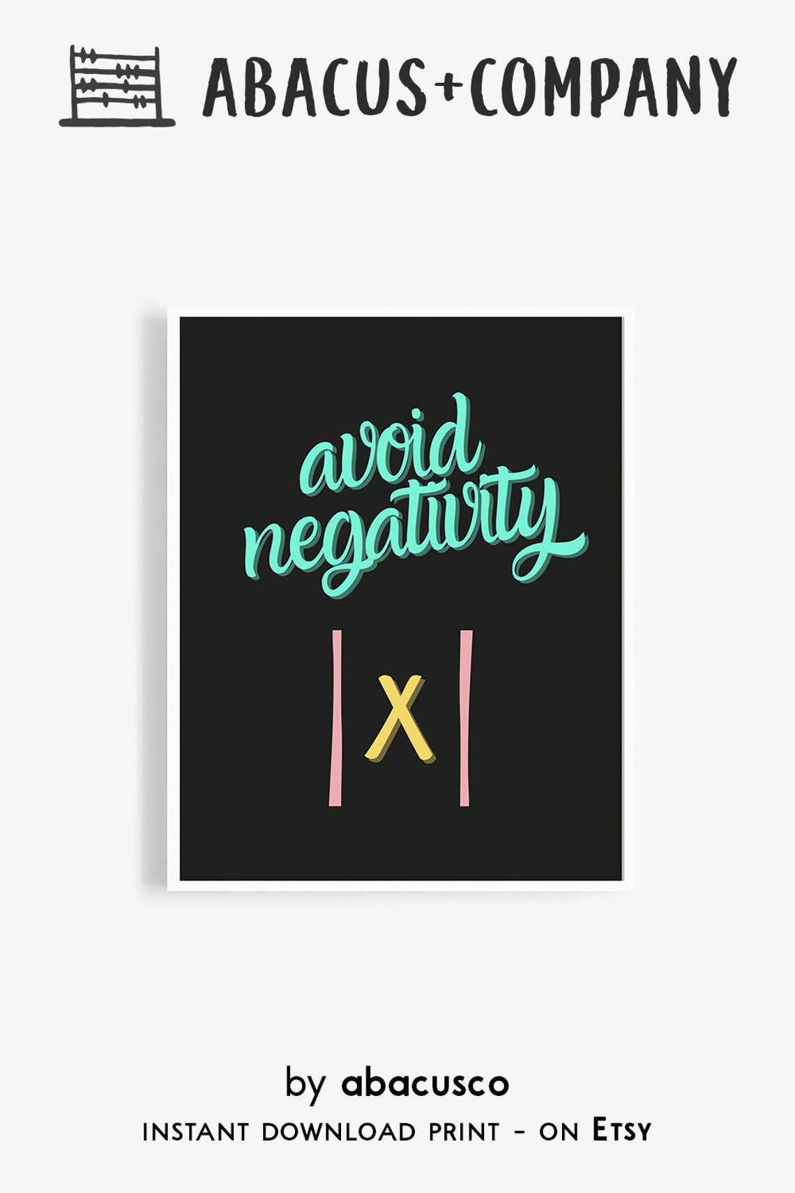 Avoid Negativity Absolute Value Math Classroom Poster - Etsy