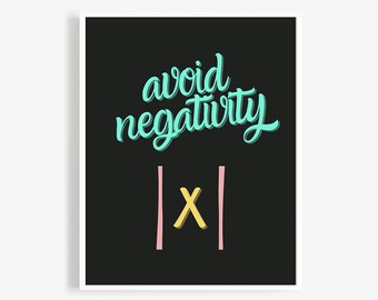 Avoid Negativity Absolute Value Math Classroom Poster | Etsy