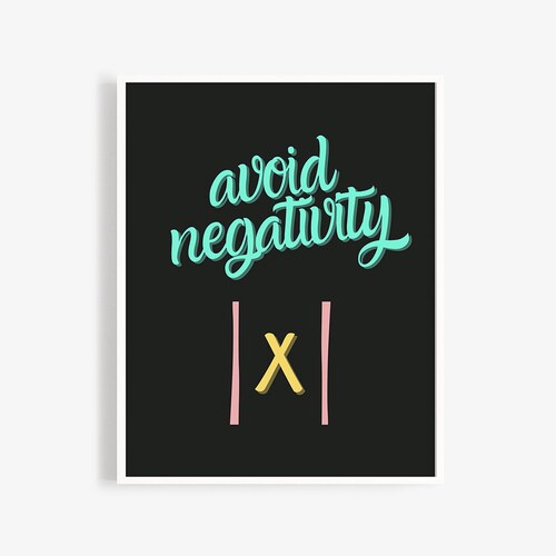 Avoid Negativity Absolute Value Math Classroom Poster - Etsy
