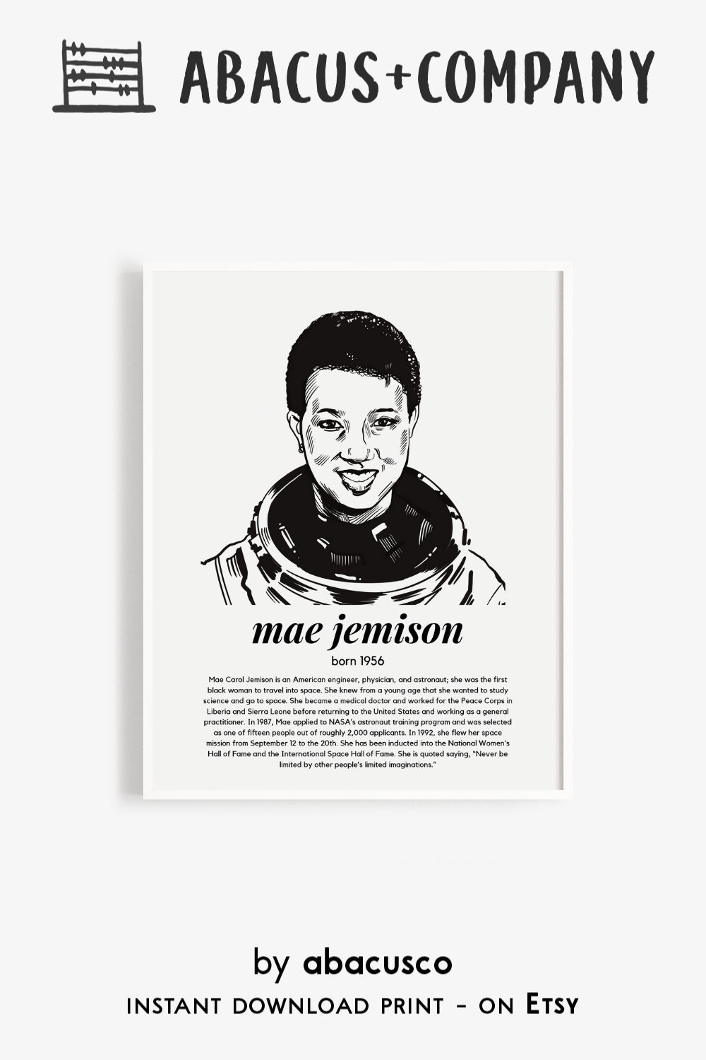 Mae Jemison. Women in Mathematics. Great Mathematician Poster Series - Etsy