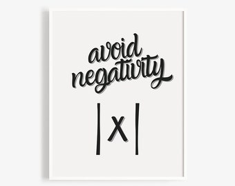 Avoid Negativity Absolute Value Math Classroom Poster - Etsy