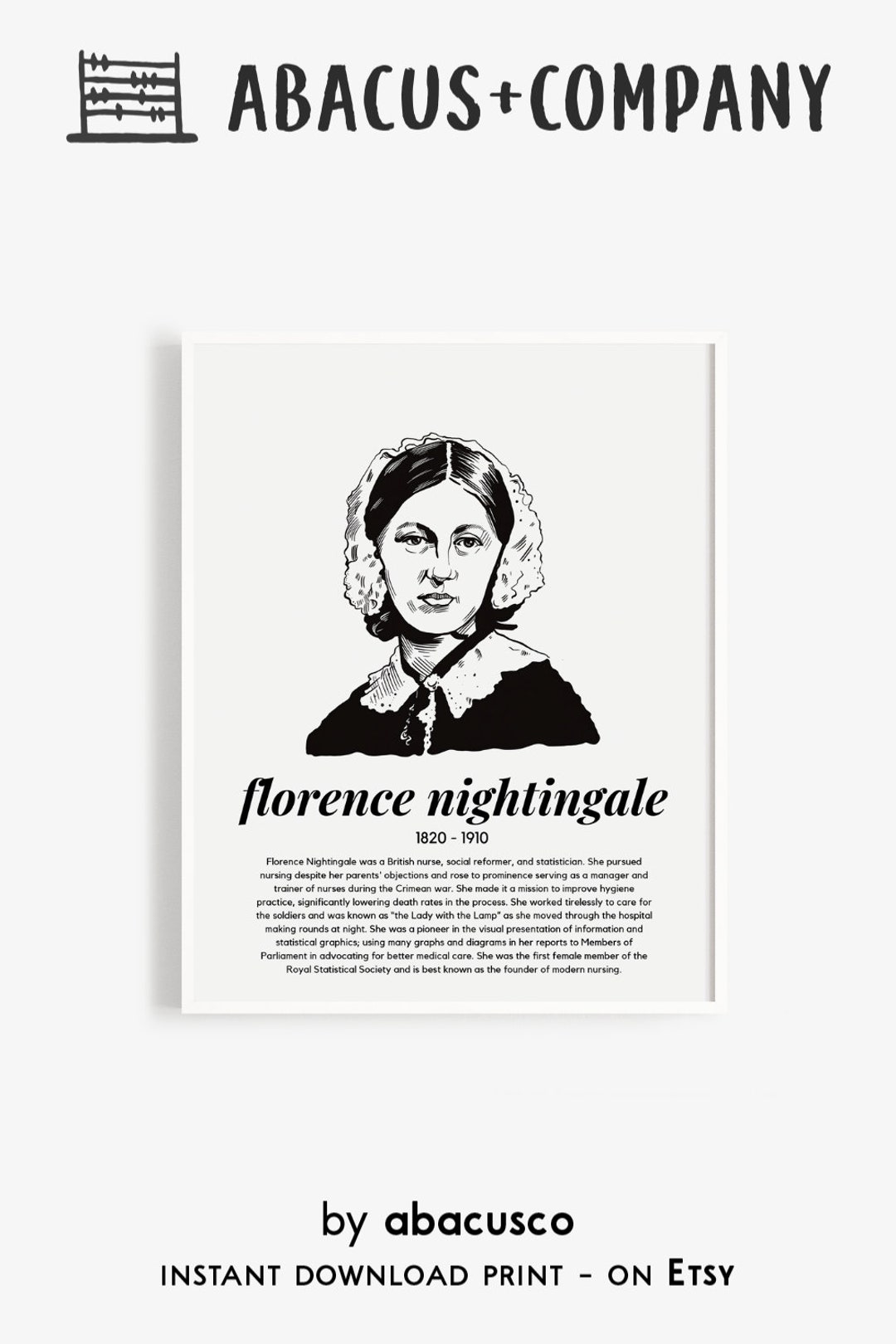 Florence Nightingale. Women in Mathematics. Great Mathematician Poster ...