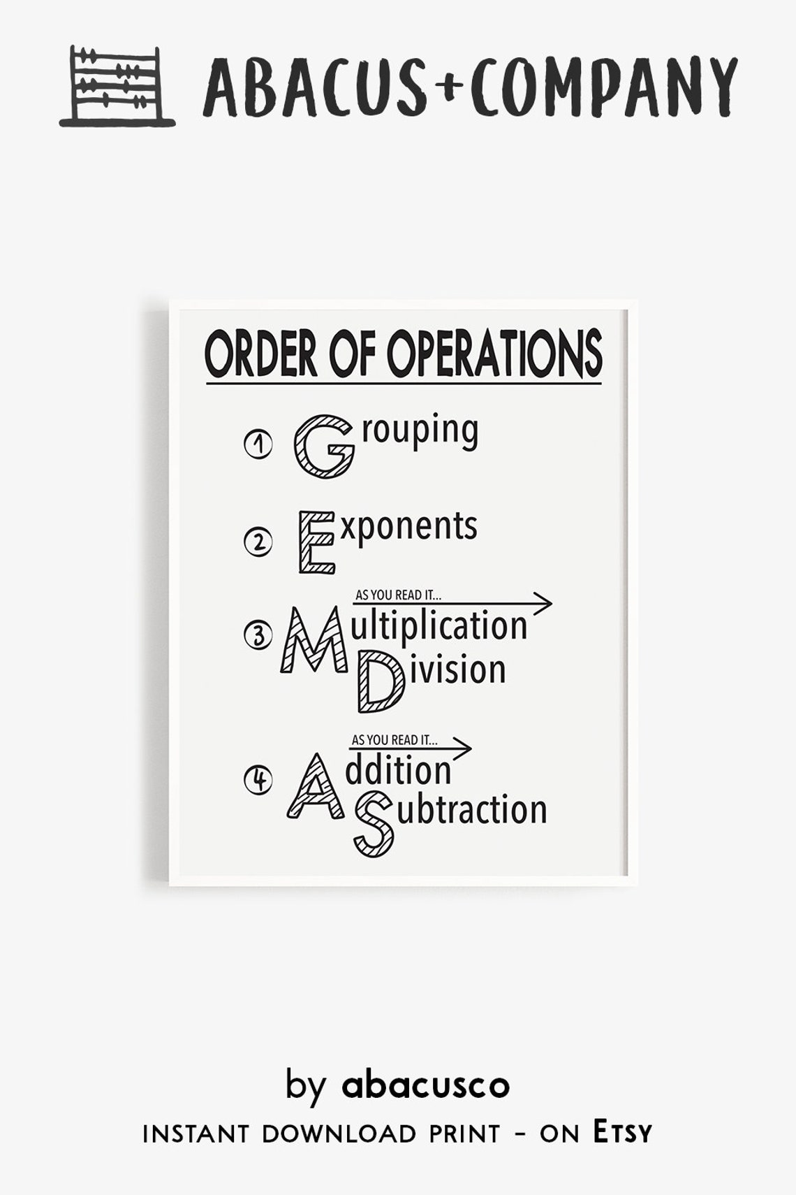 Order of Operations Math Classroom Decor Poster GEMDAS - Etsy