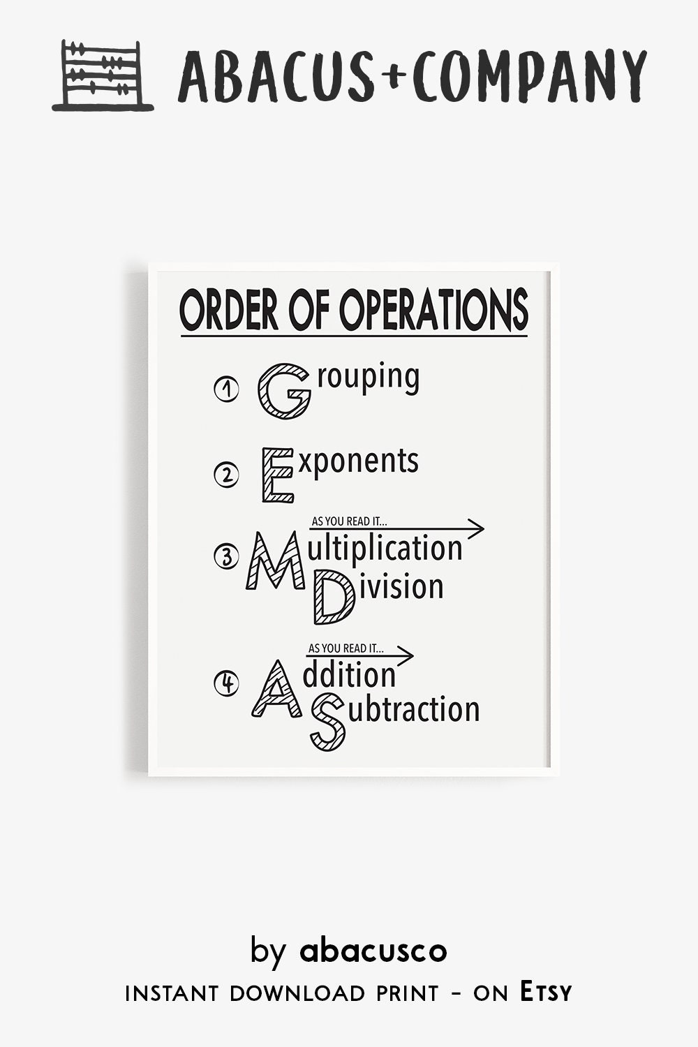 Order of Operations Math Classroom Decor Poster GEMDAS - Etsy