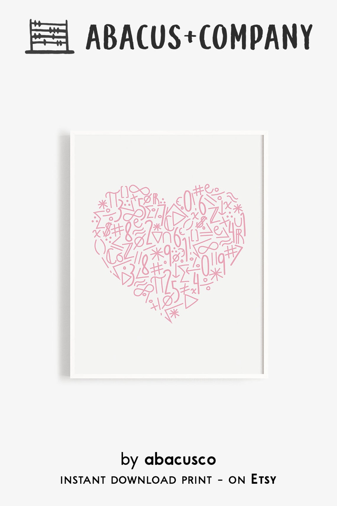 Math Symbol Heart Poster | Math Classroom Decor, Instant Download ...