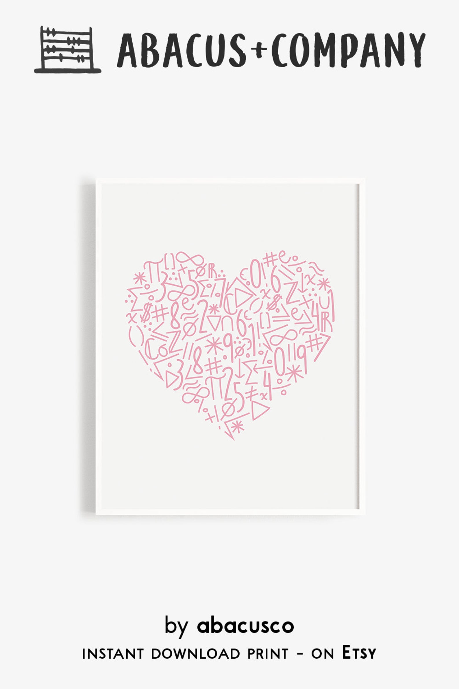 Math Symbol Heart Poster | Math Classroom Decor, Instant Download ...