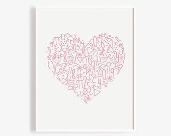 Math Symbol Heart Classroom Poster | Etsy
