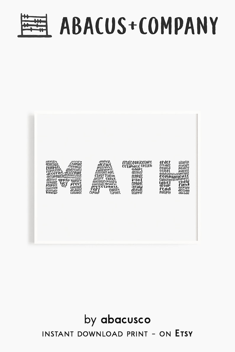 Math Verbs | What Do You Do in Math? Poster With Letters Spelling Math ...