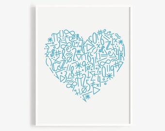 Math Symbol Heart Classroom Poster | Etsy