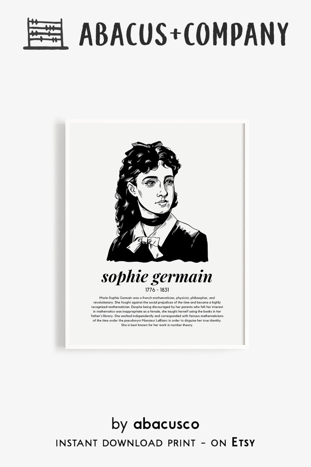 Sophie Germain. Women in Mathematics. Great Mathematician Poster Series ...