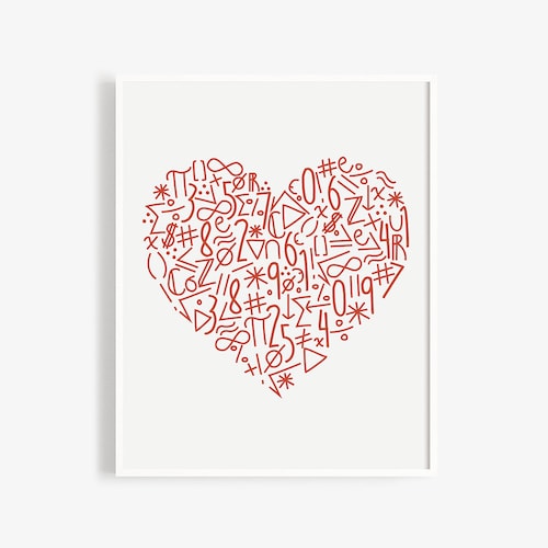 Math Symbol Heart Poster Math Classroom Decor Instant - Etsy
