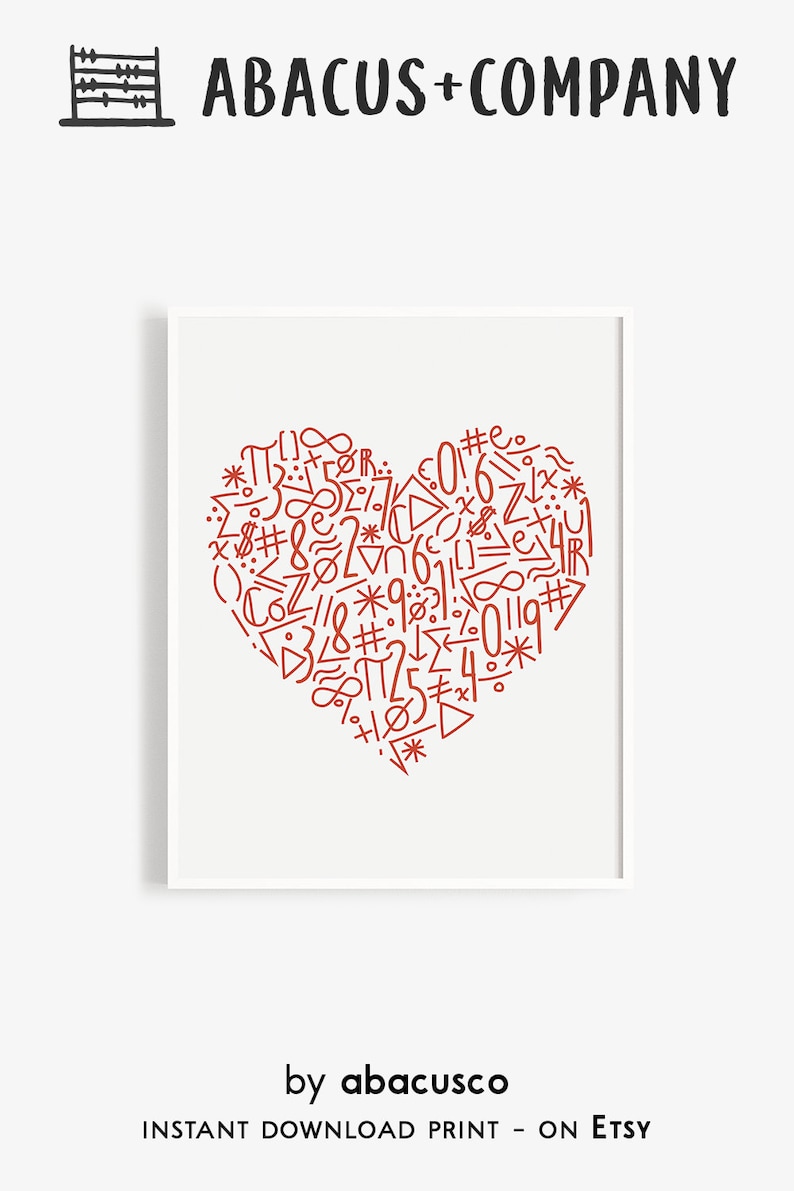 Math Symbol Heart Poster | Math Classroom Decor, Instant Download ...